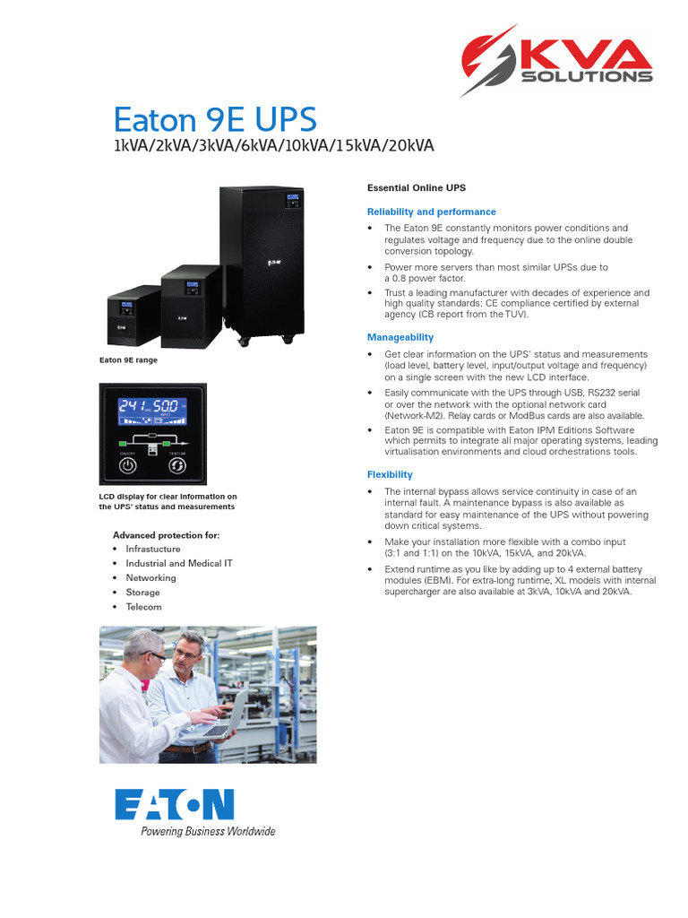 KVASOLUTIONS - Eaton 9E UPS | PDF | Computing | Computer Engineering