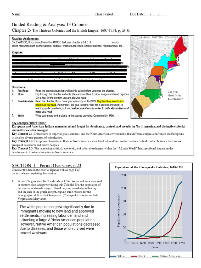 Guided Reading Amsco Chapter 2 | PDF | Plymouth Colony | Jamestown, Virginia