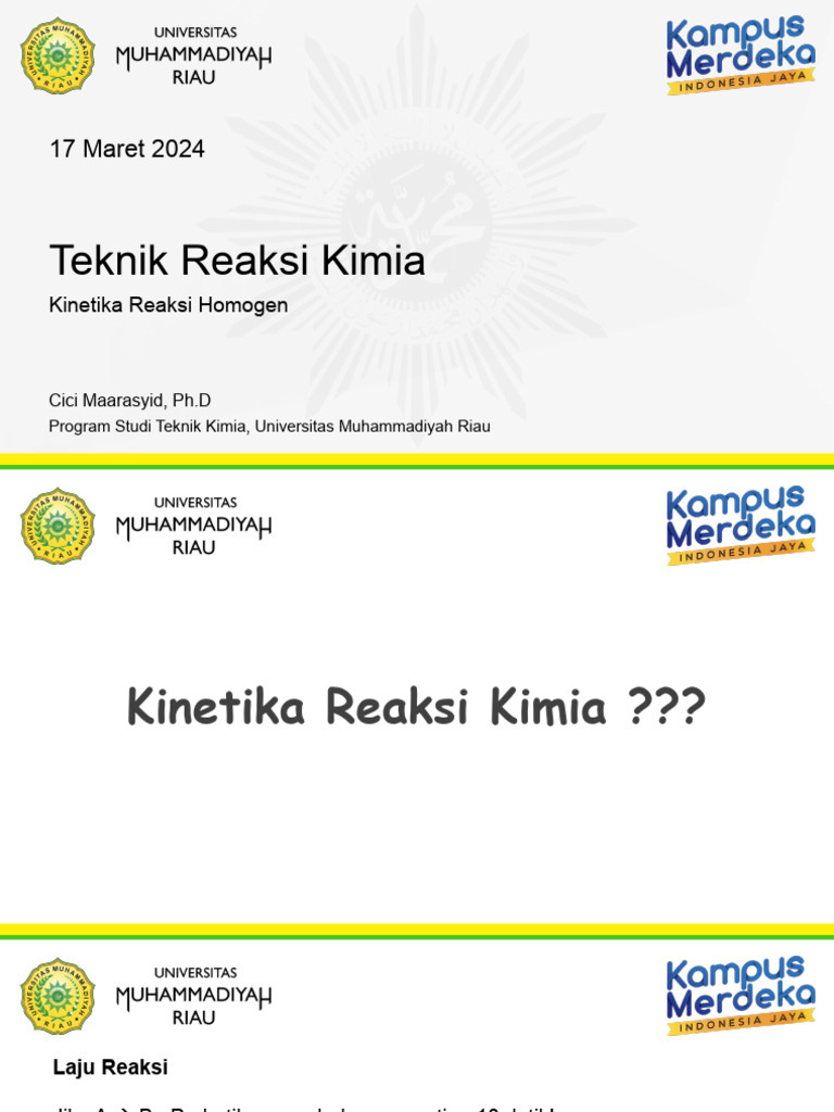671a4 2. Kinetika Reaksi Homogen | PDF | Metode & Bahan Ajar | Sains ...