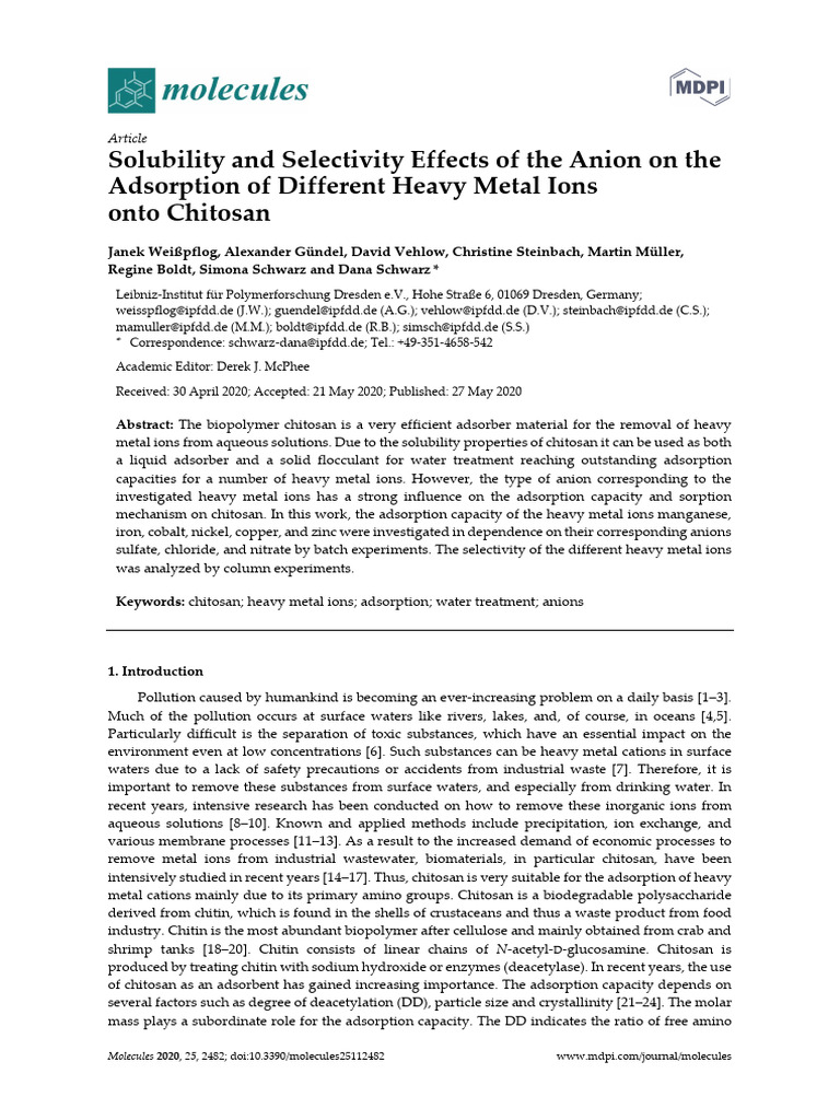 Solubility and Selectivity Effects of The Anion On | PDF | Salt ...