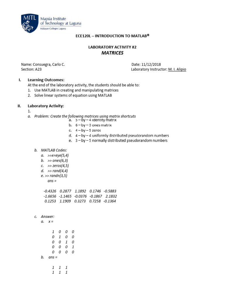 ACT2 | PDF | Matrix (Mathematics) | Determinant