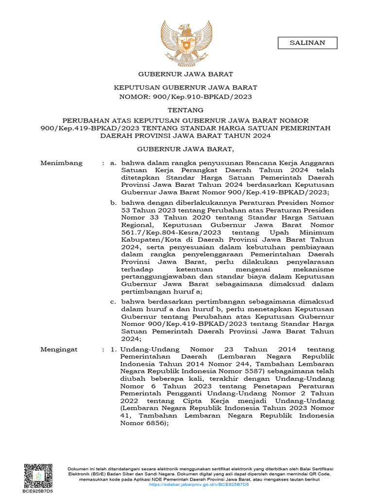 Kepgub No 910-SHS-Konsideran | PDF