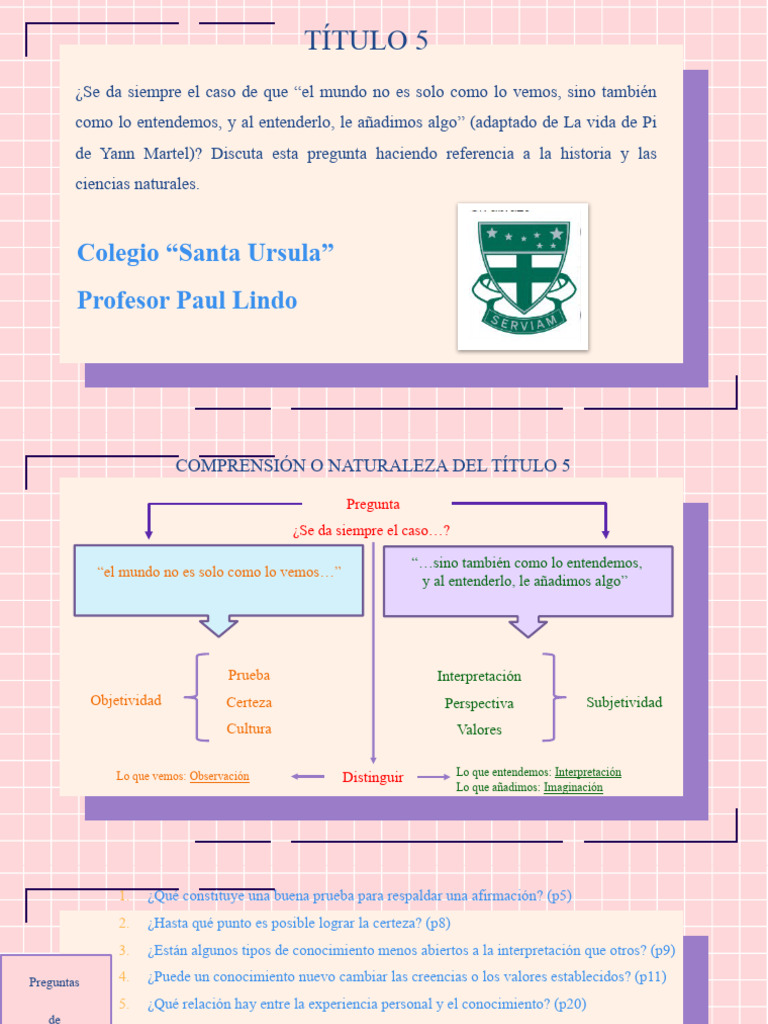 T5 Colegio Santa Ùrsula | PDF | Conocimiento | Pensamiento
