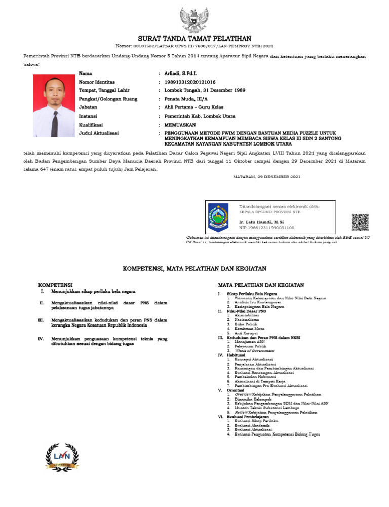 Sertifikat Arfi | PDF