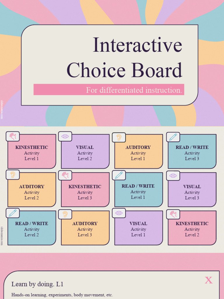 Interactive Choice Board Template For Differentiated Learning ...