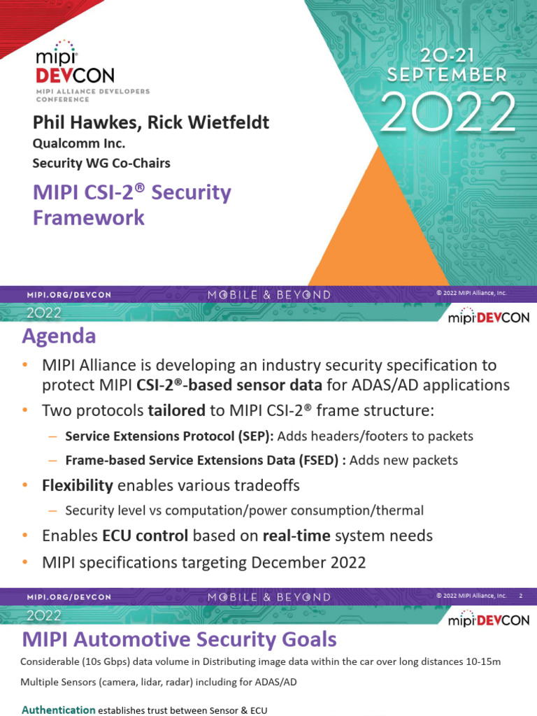 2022 MIPI DevCon CSI 2 Security Framework | PDF | Encryption | Network ...