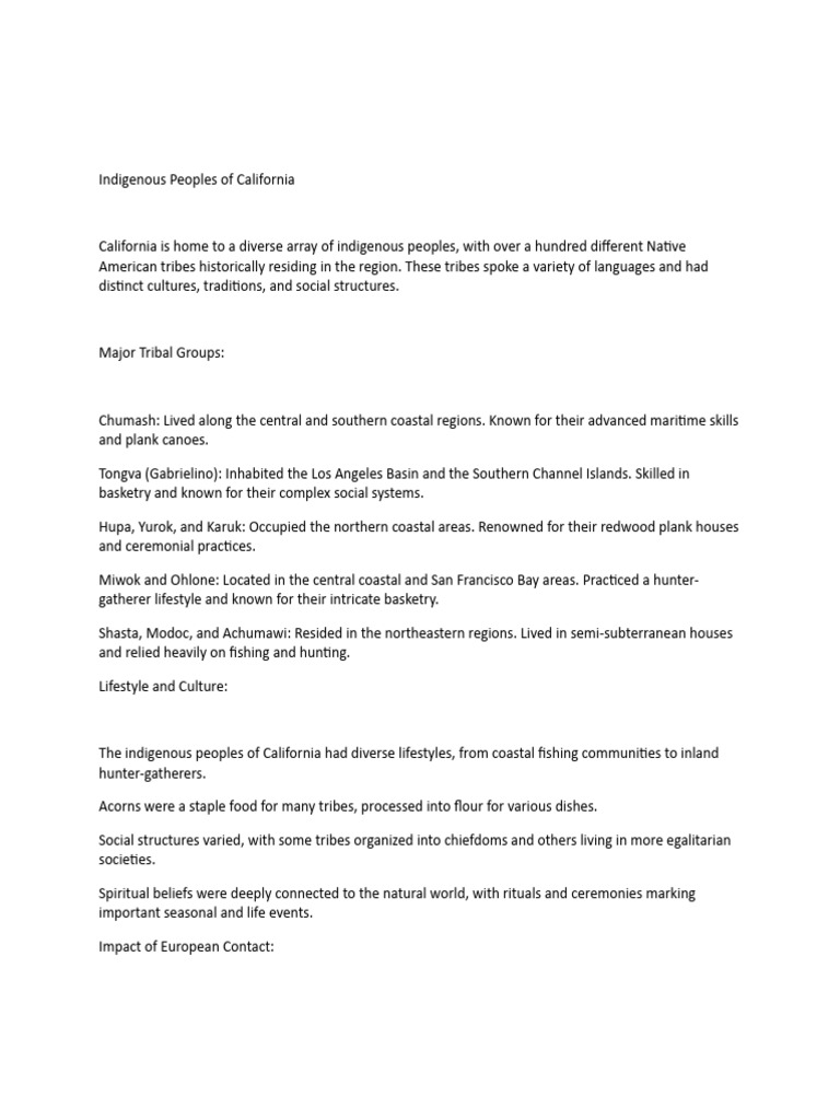 Indigenous Peoples of California Overview | PDF | Religion & Spirituality