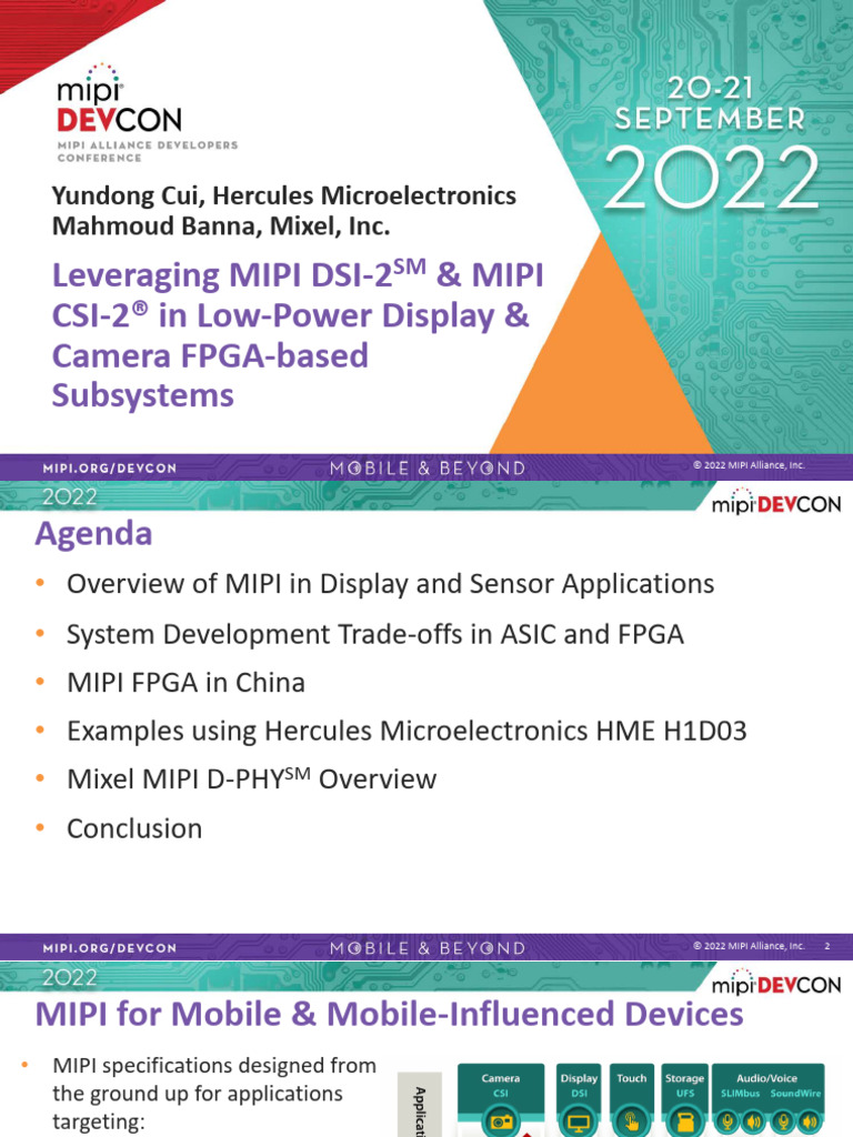 2022 MIPI DevCon Leveraging DSI 2 CSI 2 Low Power Display Camera FPGA ...