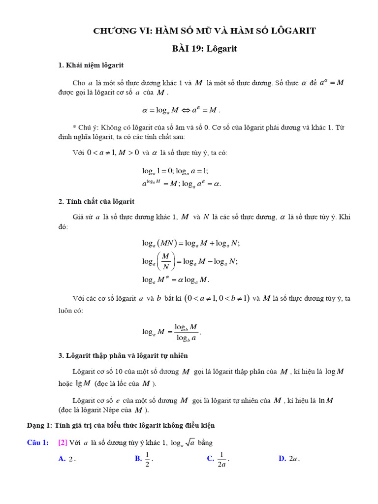 Bài 19. Logarit | PDF