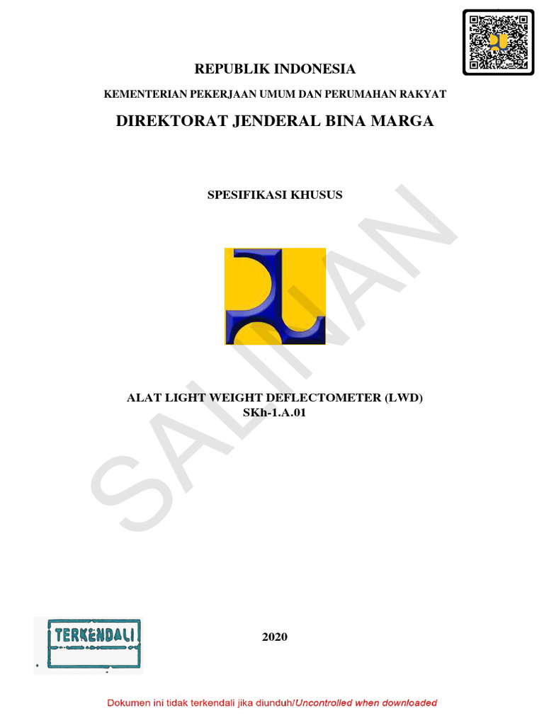 SKH 1a01 Spesifikasi Khusus Alat Light Weight Deflectometer LWD | PDF ...