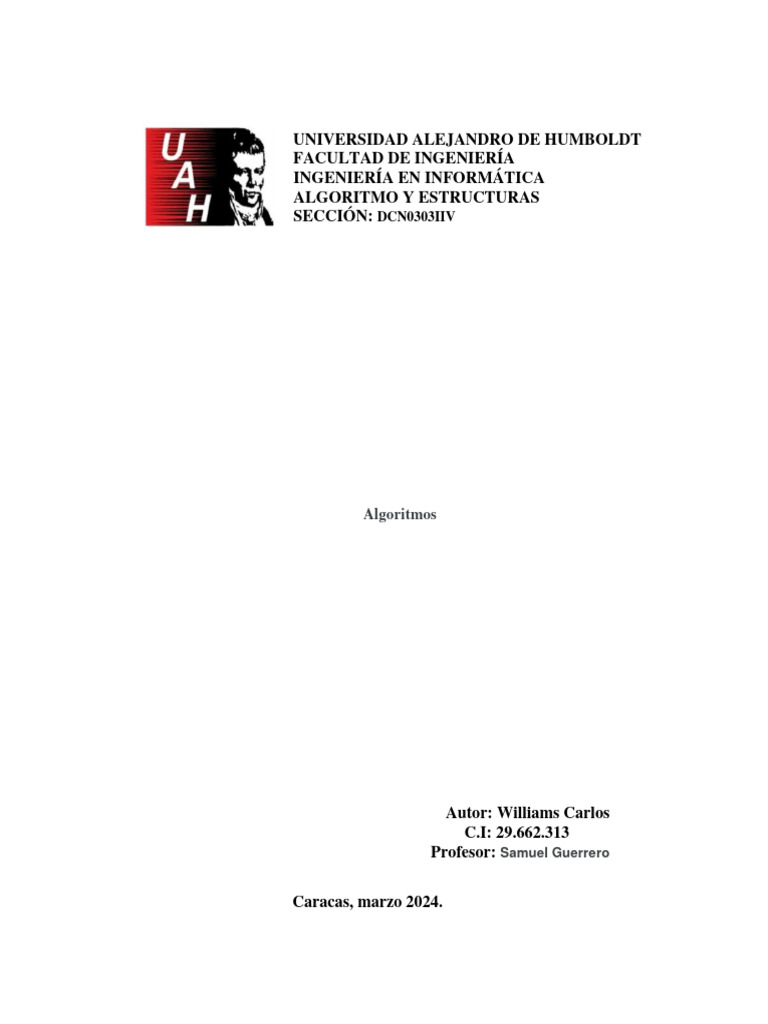 Algoritmos Carlos D. Williams. Samuel Guerrero. | PDF | Algoritmos | Lenguaje de programación