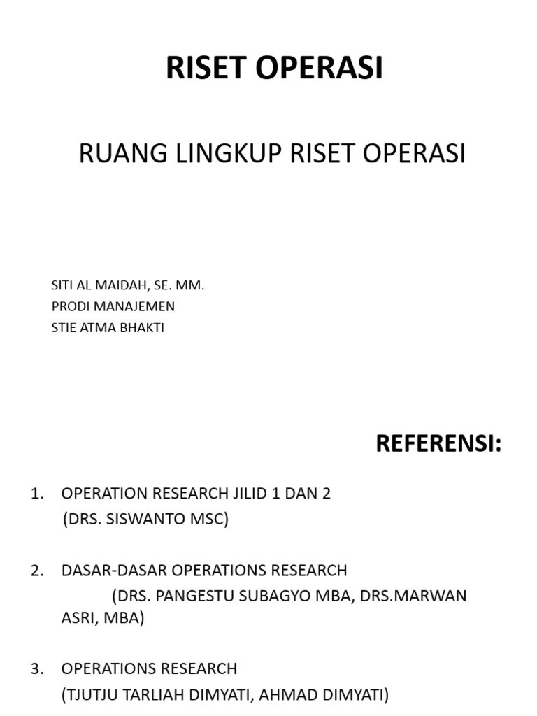 1 Ruang Lingkup Riset Operasi | PDF