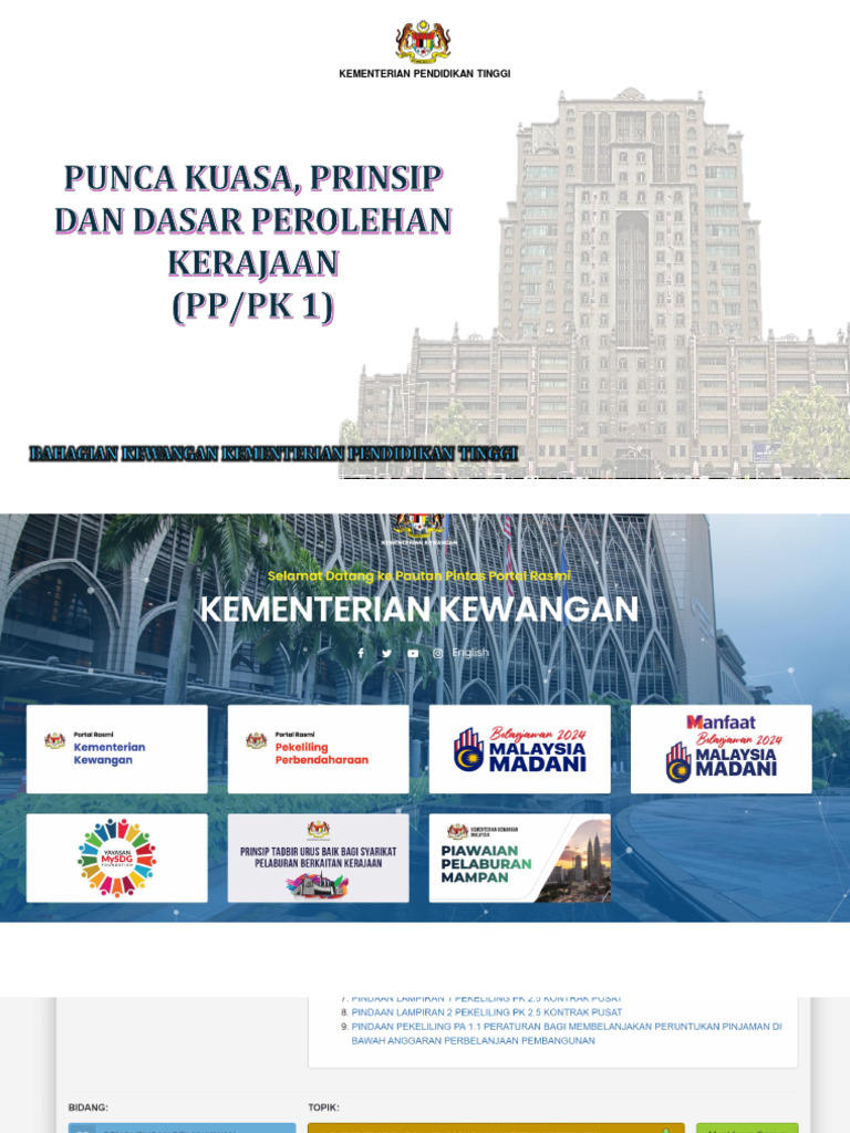 Taklimat PK 1 Punca Kuasa, Prinsip Dan Dasar Perolehan Kerajaan | PDF