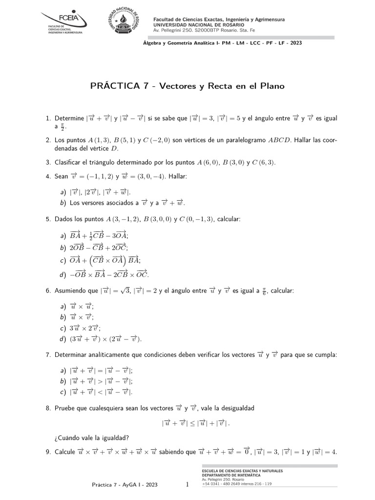 Vectores Practica | PDF | Geometría del plano euclidiano | Euclides