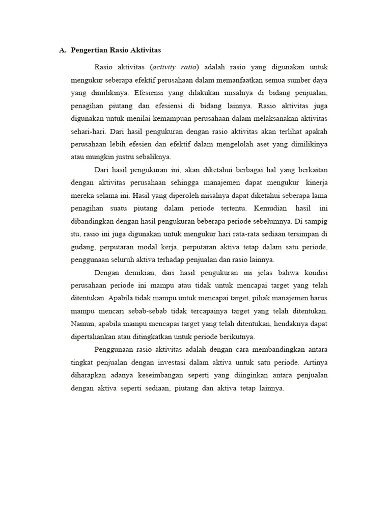 Pengertian Rasio Aktivitas BARU | PDF | Karier & Perkembangan ...