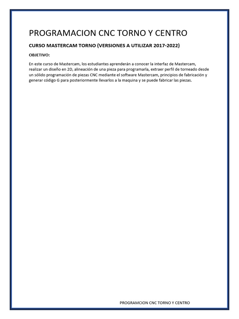Programacion CNC Torno y Centro | PDF | Control numerico | Programación de computadoras