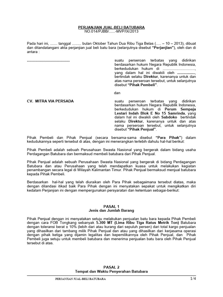 Draft Kontrak No 014 MVP - ..... (GAR 4200) IDR | PDF