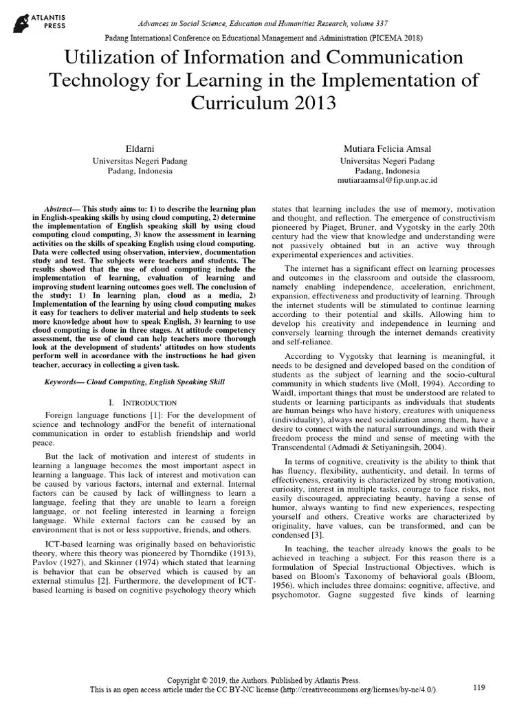 Utilization of Information and Communication Techn | PDF | Cloud ...