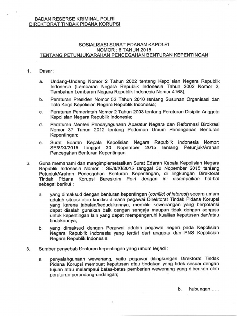 Surat Edaran Kapolri No 8 Tahun 2015 | PDF Surat Edaran Kapolri No 8 Tahun 2015 | PDF