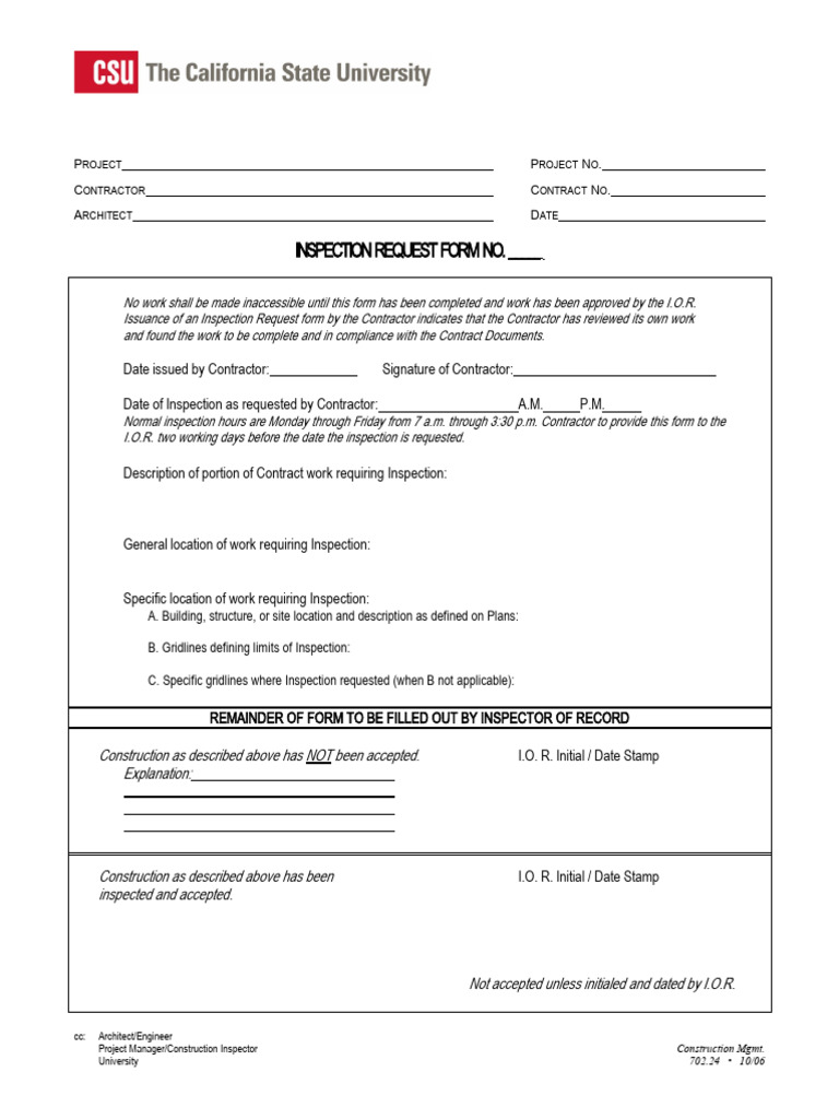 CM Inspection Request Form | PDF