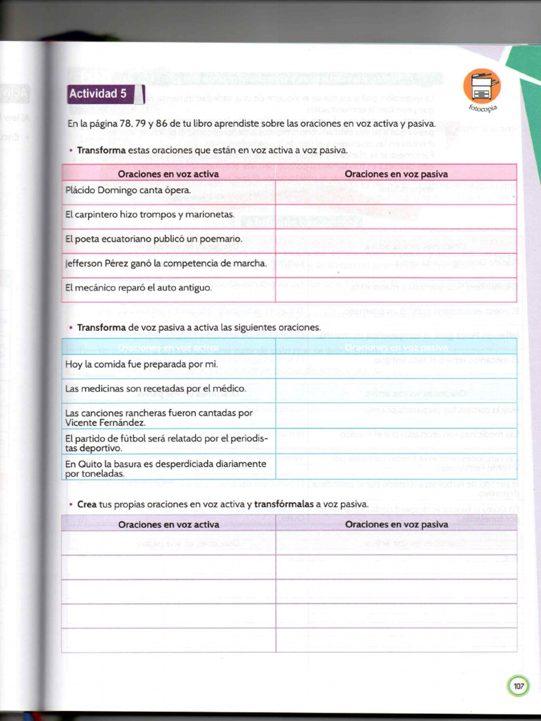 Voz Activa y Pasiva - Taller | PDF