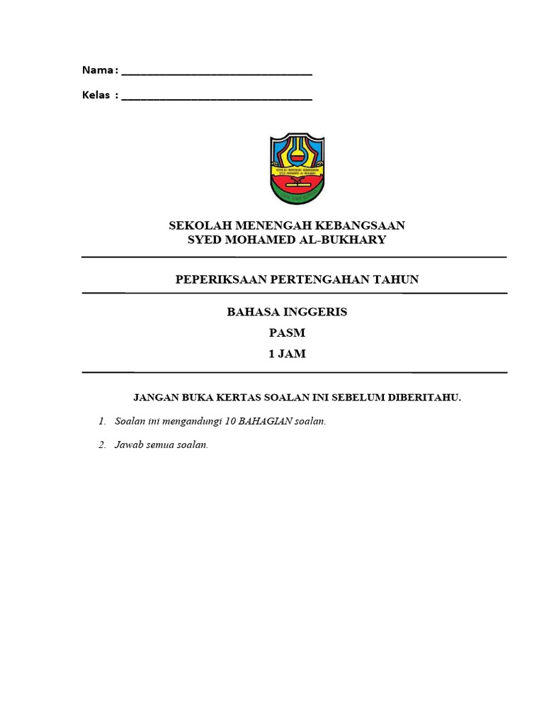Bahasa Inggeris Pasm Pdf Language Arts And Discipline