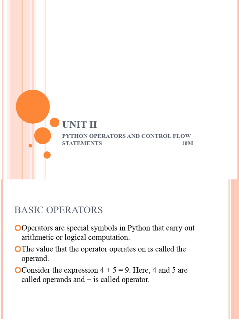 Unit Ii - Python Operators and Control Flow Statements | PDF | Control ... Unit Ii - Python Operators and Control Flow Statements | PDF | Control ...