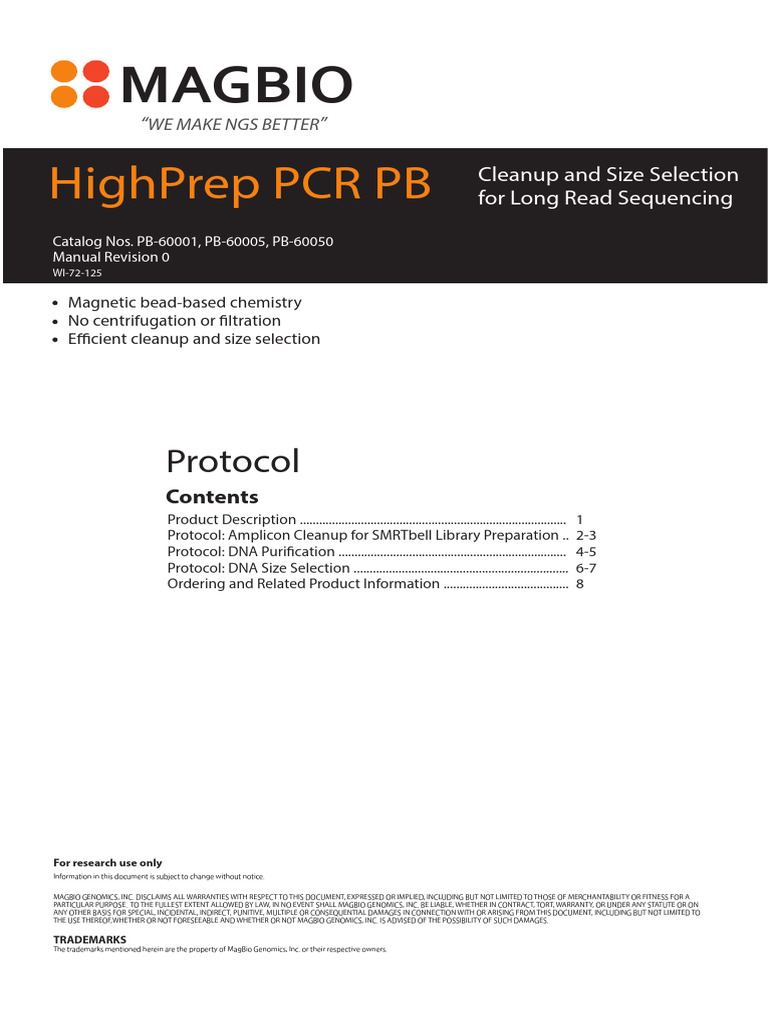 HighPrep PCR PB Protocol | PDF | Polymerase Chain Reaction | Protein ...