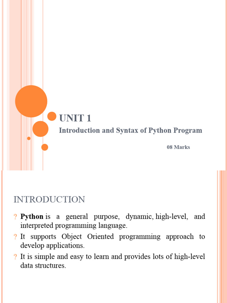 UNIT I - Introduction and Syntax of Python Program | Download Free PDF ... UNIT I - Introduction and Syntax of Python Program | Download Free PDF ...
