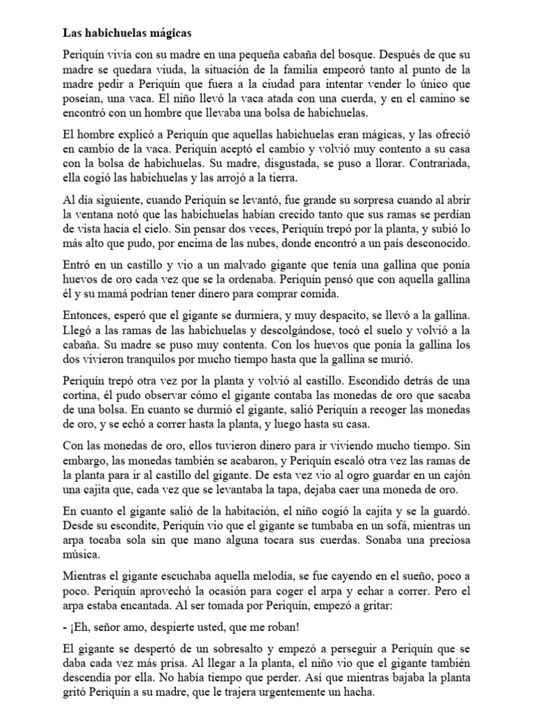 Las Habichuelas Mágicas | PDF | Jack y las habichuelas magicas