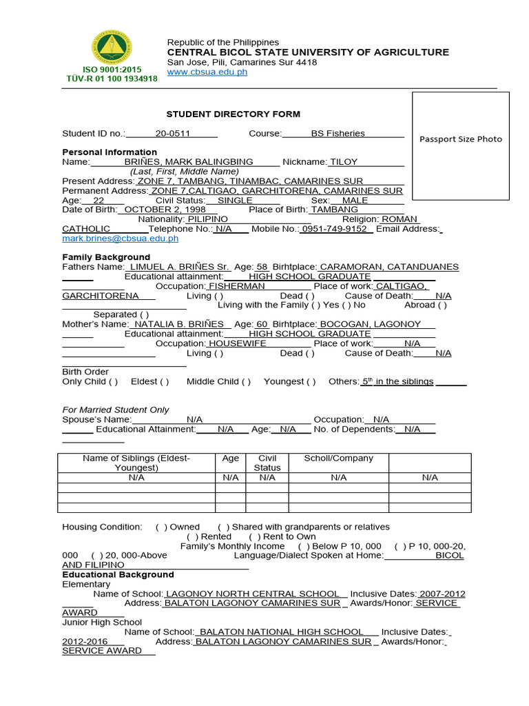 Student-Directory-Form by Mark | PDF