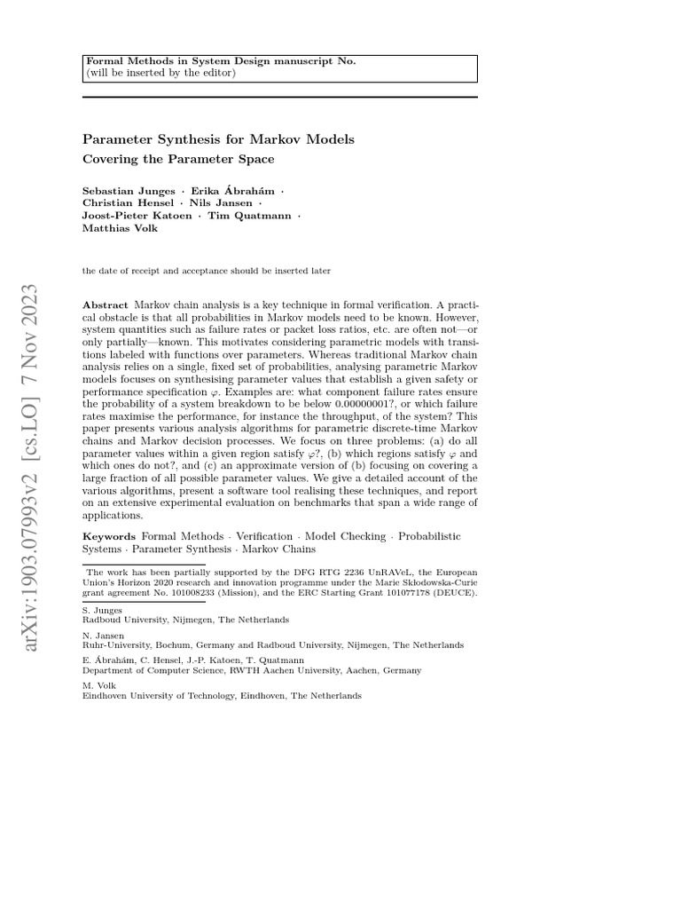 Prophecy Journal | PDF | Markov Chain | Formal Verification