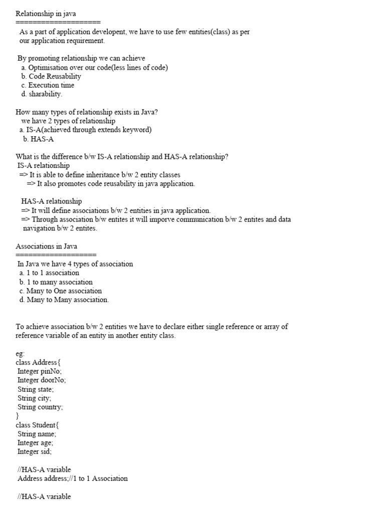 28 - 08 - 2022 - HAS-A - Relationship - Classnotes | PDF | Class ...