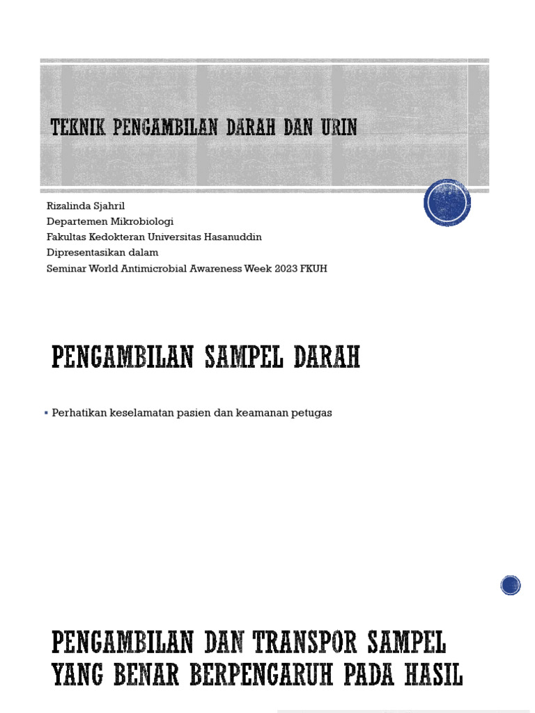 WAAW Presentation Teknik Sampling Darah Urin | PDF
