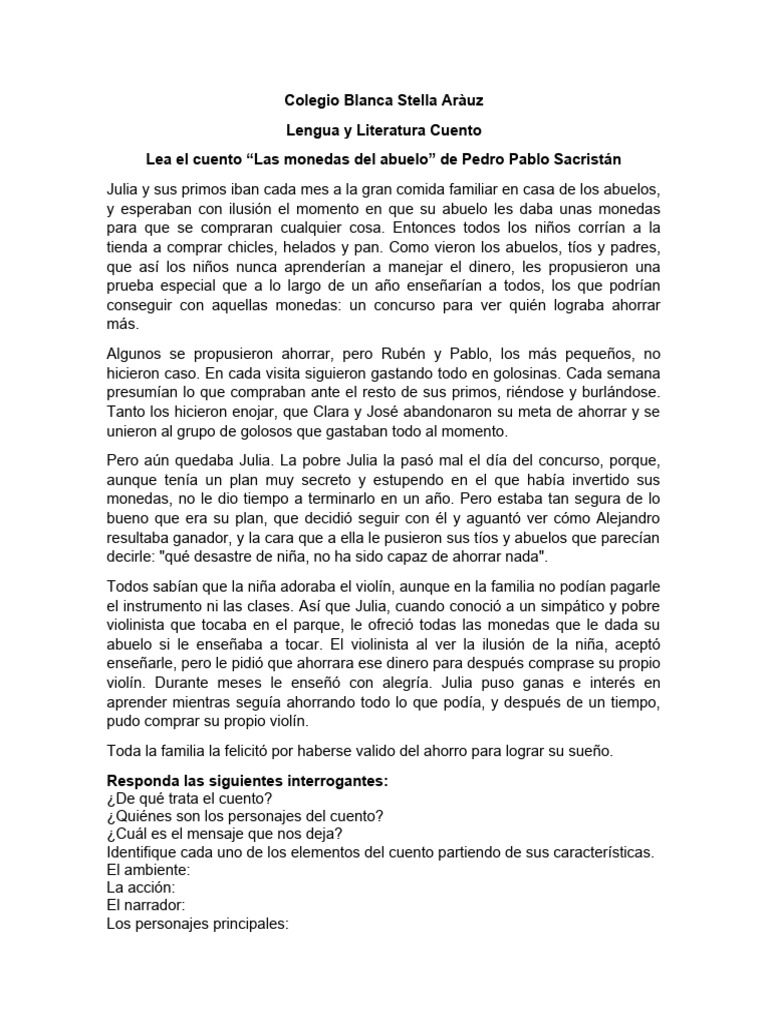 Cuento Comentario de Texto | PDF