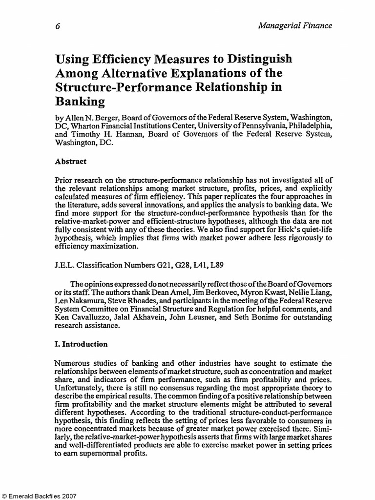 1997 MF Berger - Using Efficiency Measures To Distinguish Among ...