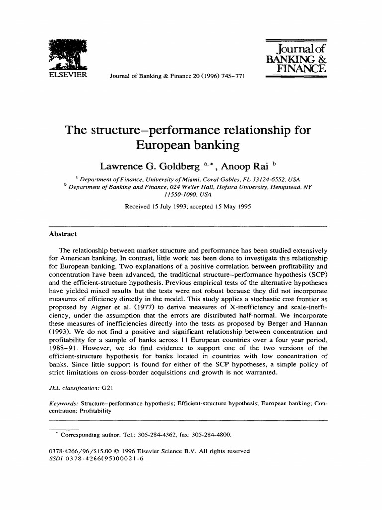 1996 JBF Goldberg - The Structure-Performance Relationship For European ...