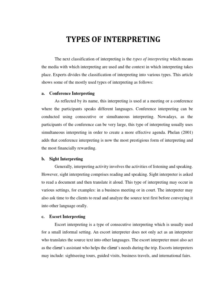 Types Of Interpreting Pdf