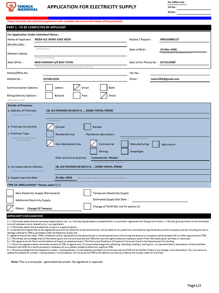 COT COT 000 049 6532 ApplicationForm | PDF | Leasehold Estate | Bankruptcy