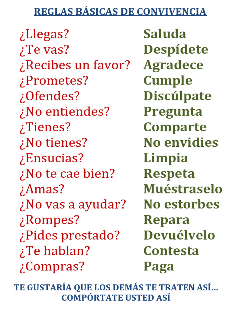 Reglas Básicas de Convivencia | PDF | Enseñando | Maestros