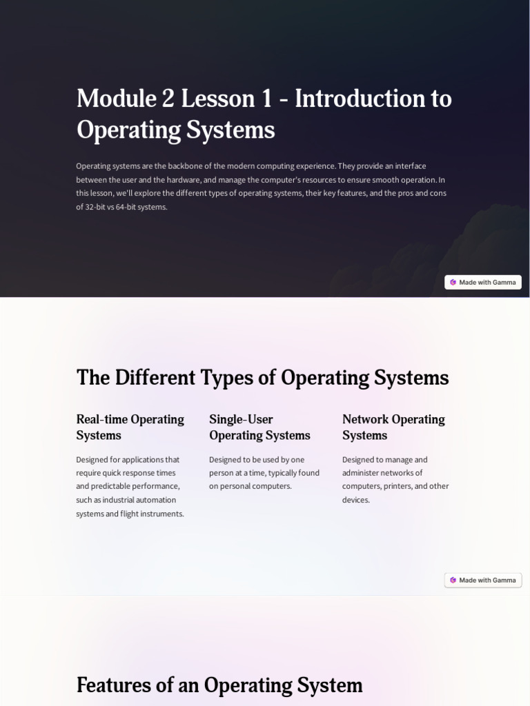 Module-2-Lesson-1-Introduction-to-Operating-Systems | PDF | Operating System | 64 Bit Computing