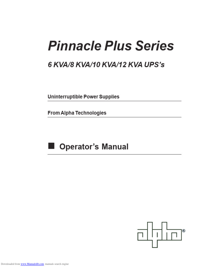 UPS - Pinnacle - Plus - Series | PDF | Power Supply | Electrical Wiring