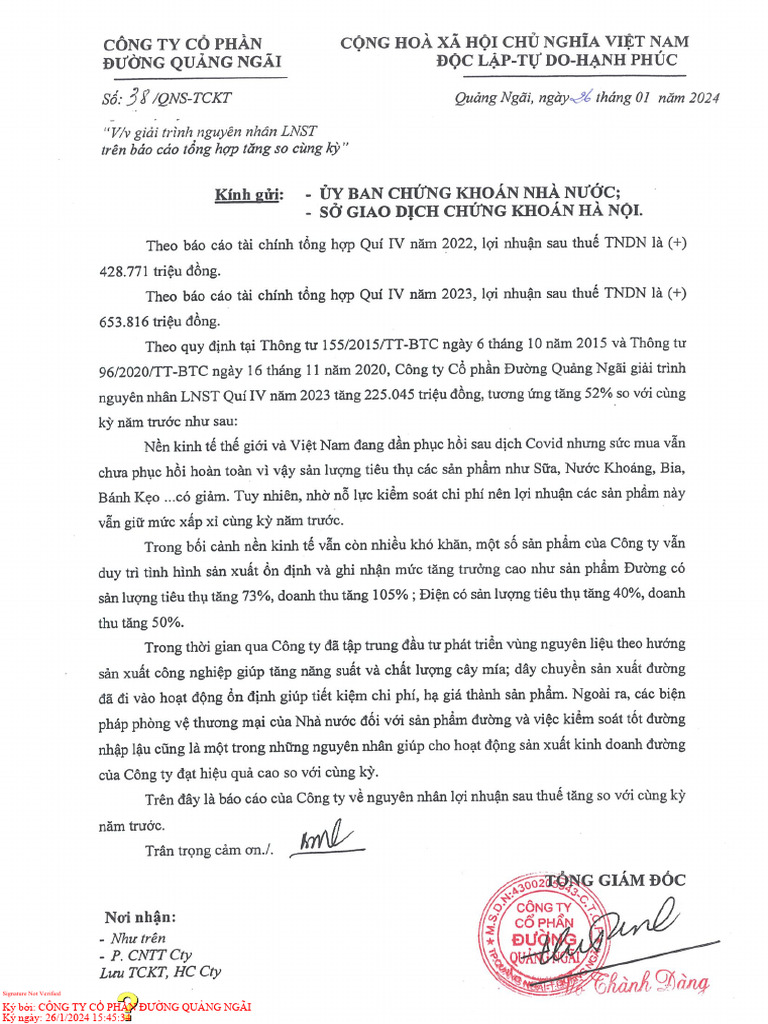 BCTC Rieng Va Giai Trinh Quy 4 2023final | PDF