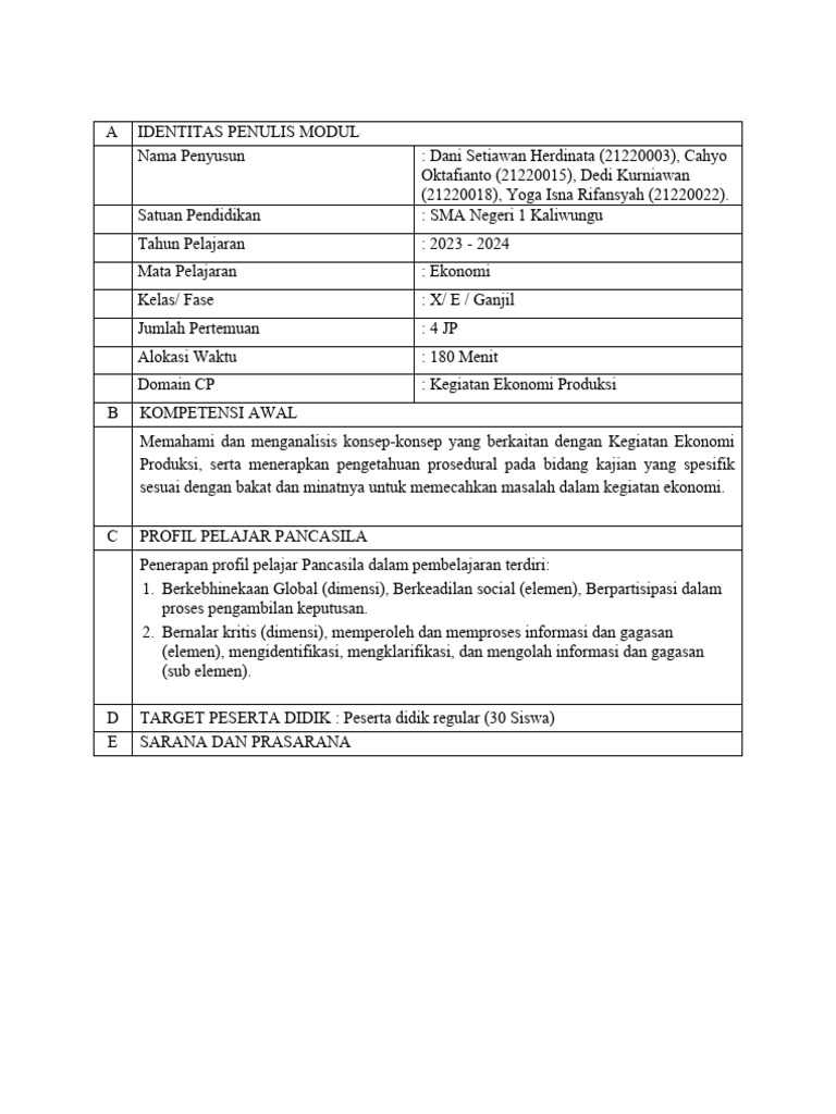 Contoh Modul PJBL | PDF | Karier & Perkembangan | Bisnis