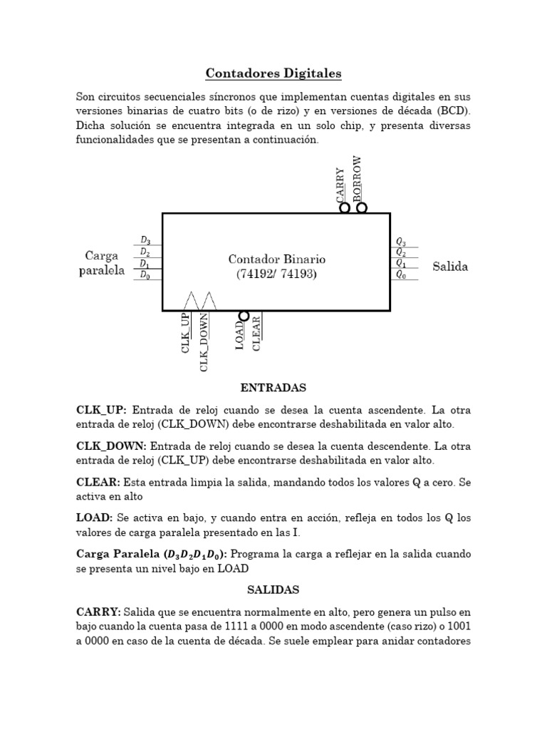Contadores Digitales: Funcionamiento y Ejercicios | PDF | Reloj ...