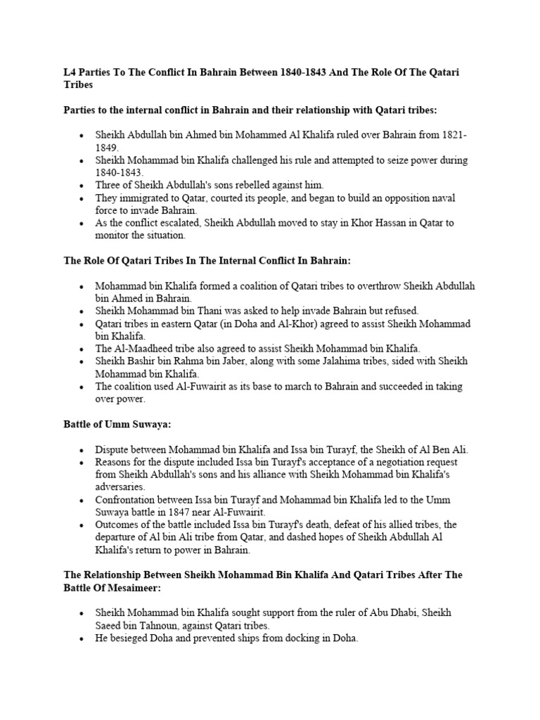 Qatar History Lecture 4 notes | PDF | Qatar | Doha