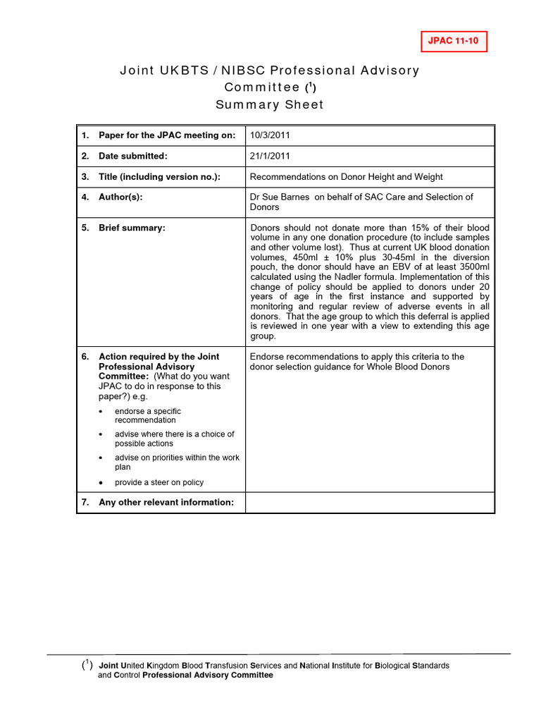 Dl Support Jpac 11-10 | PDF | Blood Donation | Medical Specialties