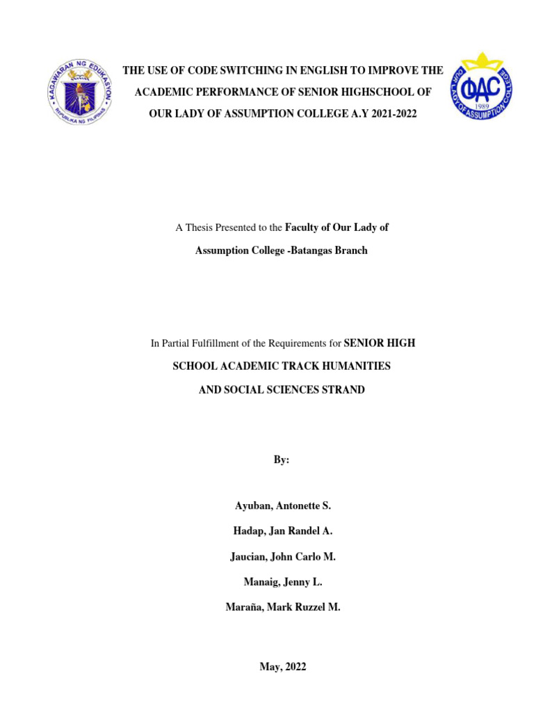 The Use of Code Switching in English To Improve The Academic ...