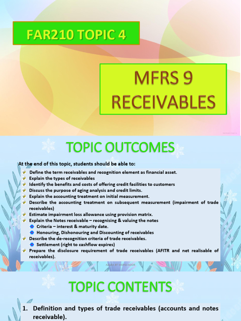 Far210 Topic 4 MFRS 9 Receivables | Download Free PDF | Debits And ...