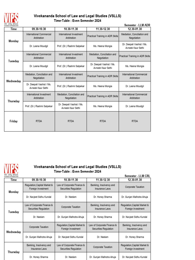 Updated Time Table - II, IV, VI & VIII Sem (19.03.2024) | PDF ...